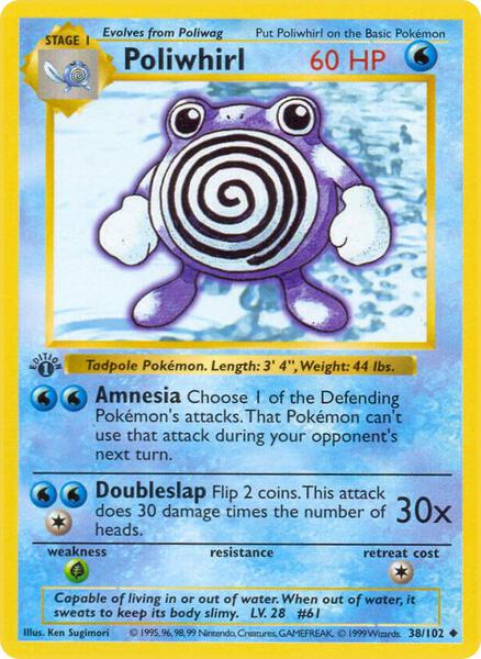 Poliwhirl - Base Set Shadowless - Unlimited - Heavily Played (HP ...